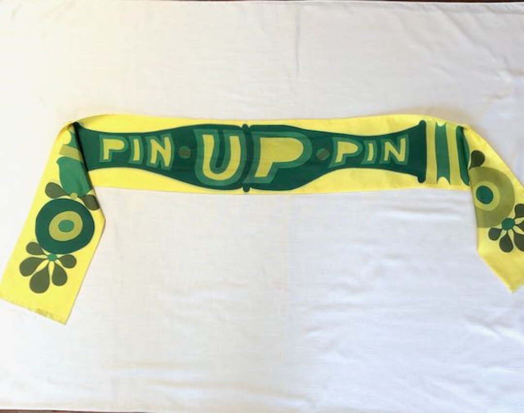 Vintage 1970's Groovy Mod Pin up Scarf Sash Rare Pattern Flower Power ...