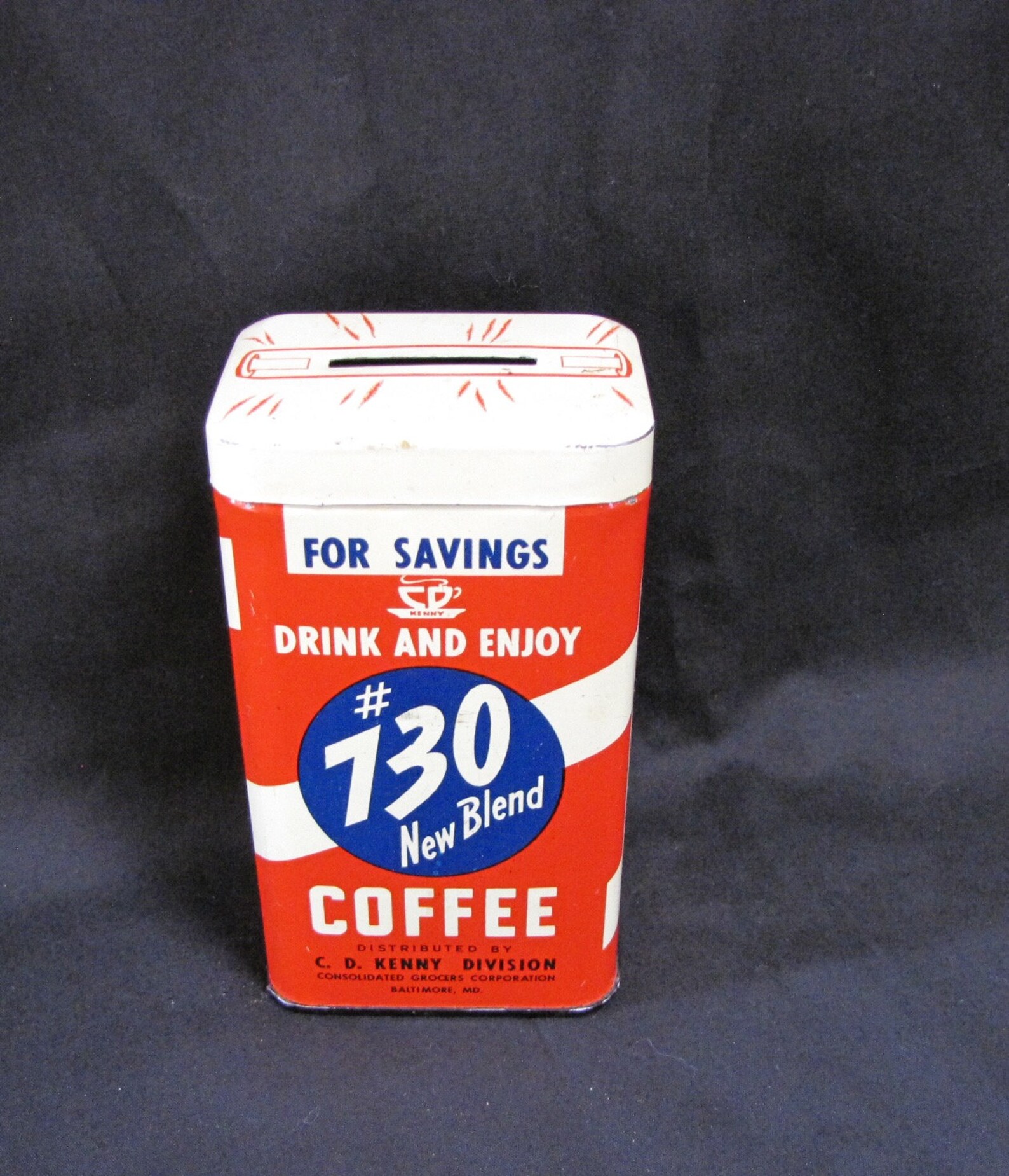 Antique C.D.Kenny 730 New Blend Coffee Tin Litho Still Bank | Etsy