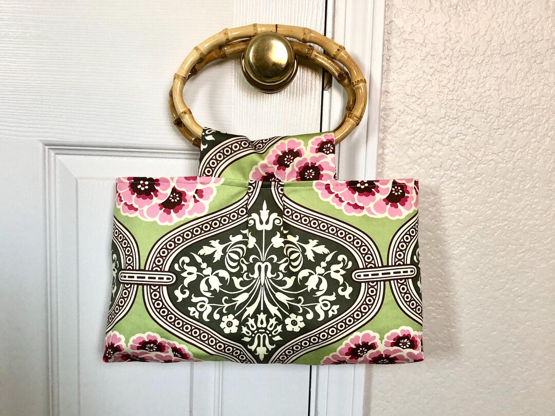 20% off Sale Amy Butler Bamboo Handle Handmade Purse OOP Fabric Made in ...