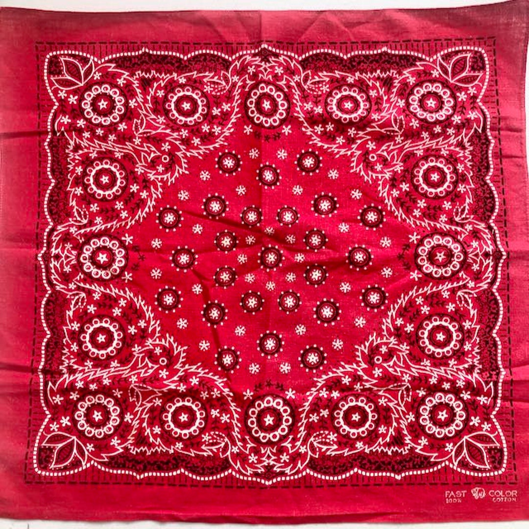 Vintage 1940's Elephant Fast Color Trunk Down Red Bandana Handkerchief ...