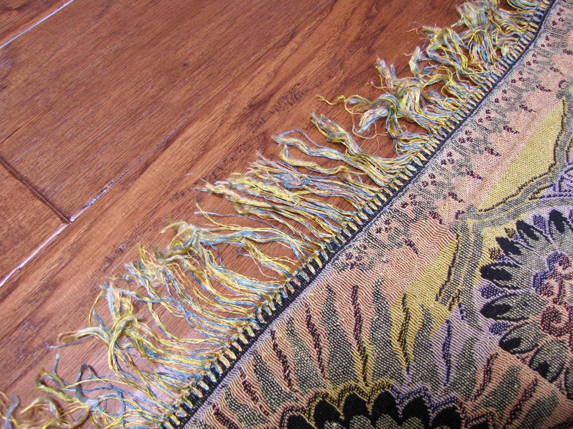 Vintage Silk Woven Tapestry Table Cover with Fringe Asian | Etsy