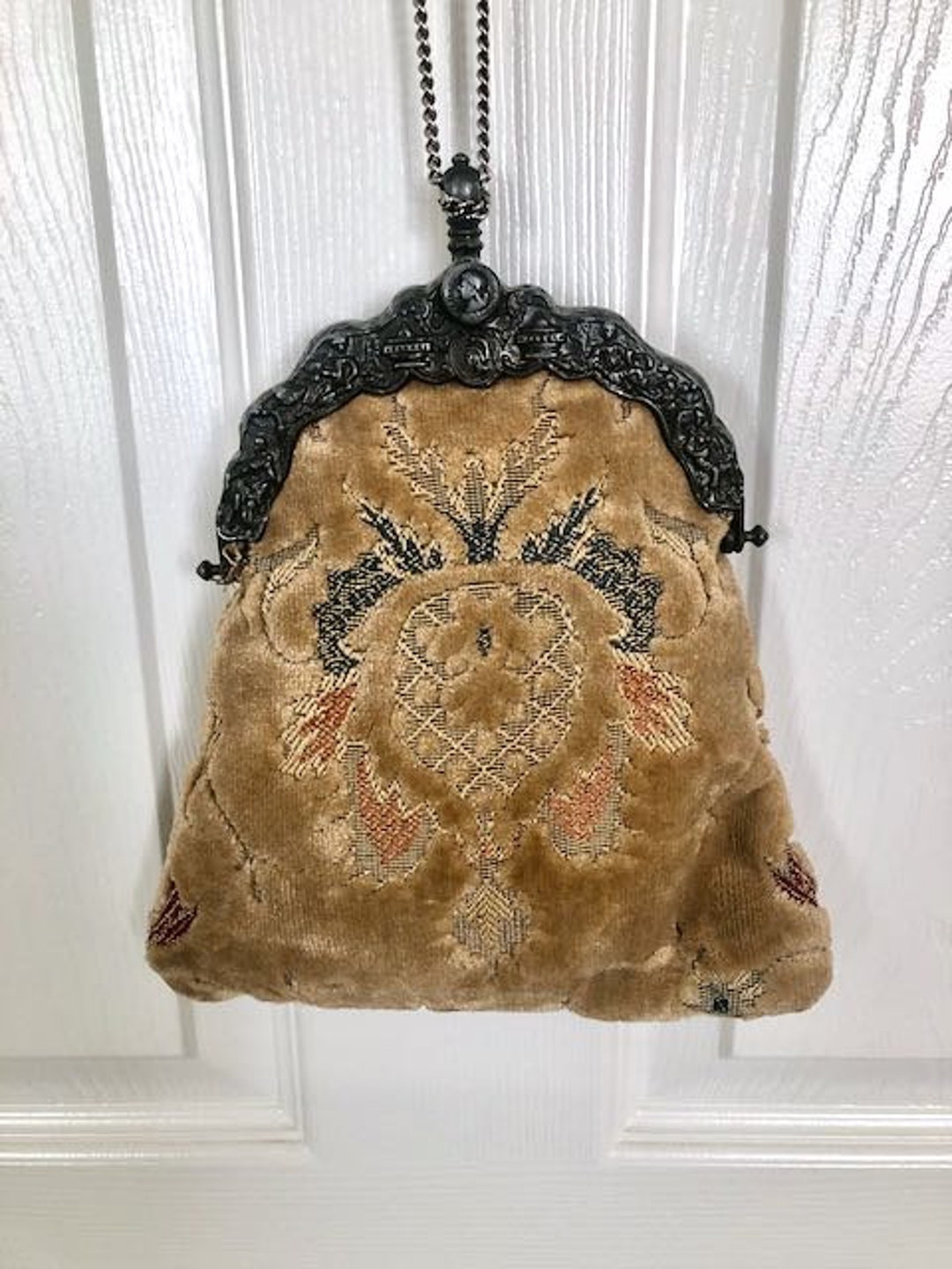 Vintage Velvet Chenille Brocade Purse Ornate Frame Carpet Bags of ...