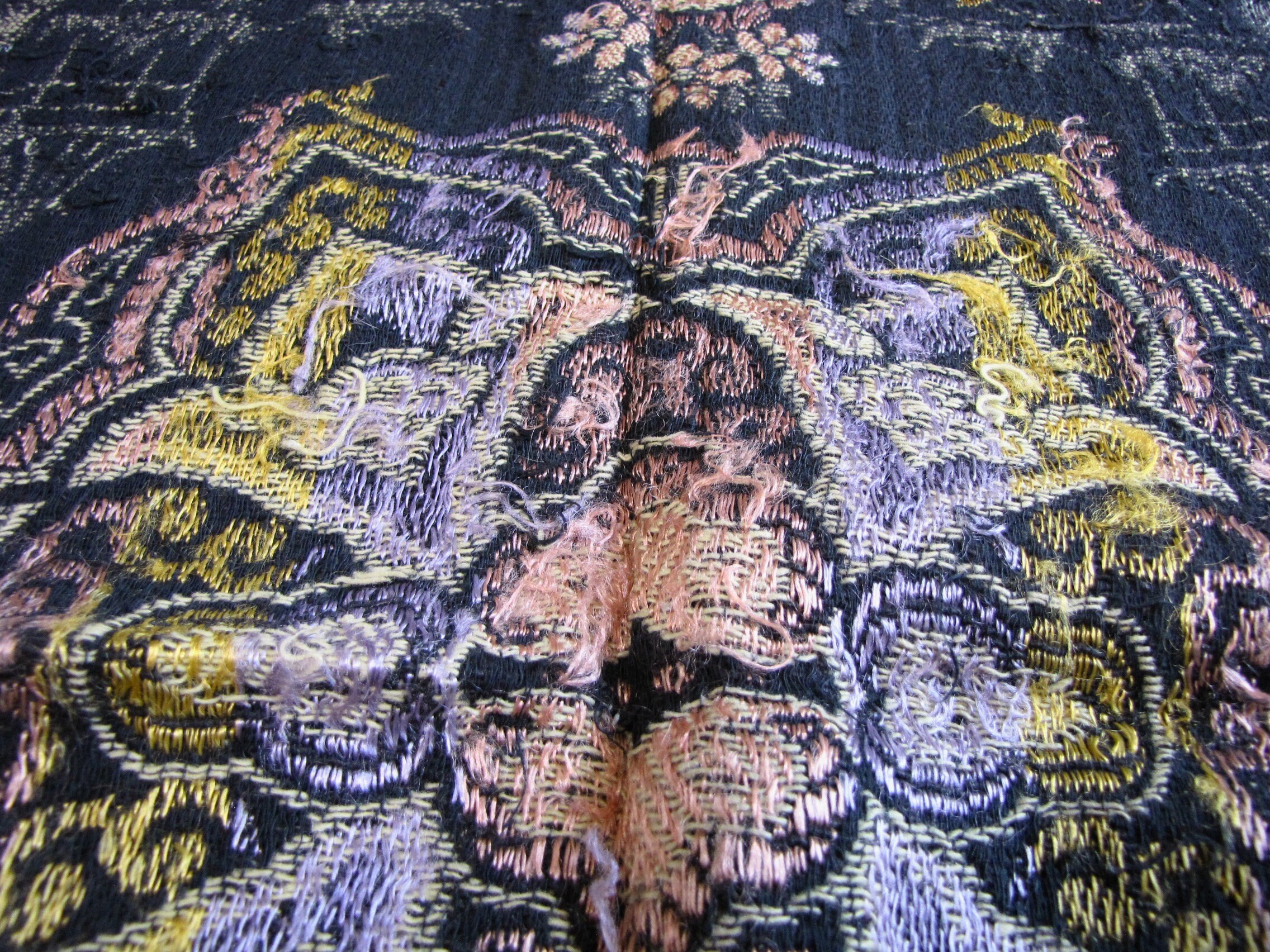 Vintage Silk Woven Tapestry Table Cover with Fringe Asian | Etsy