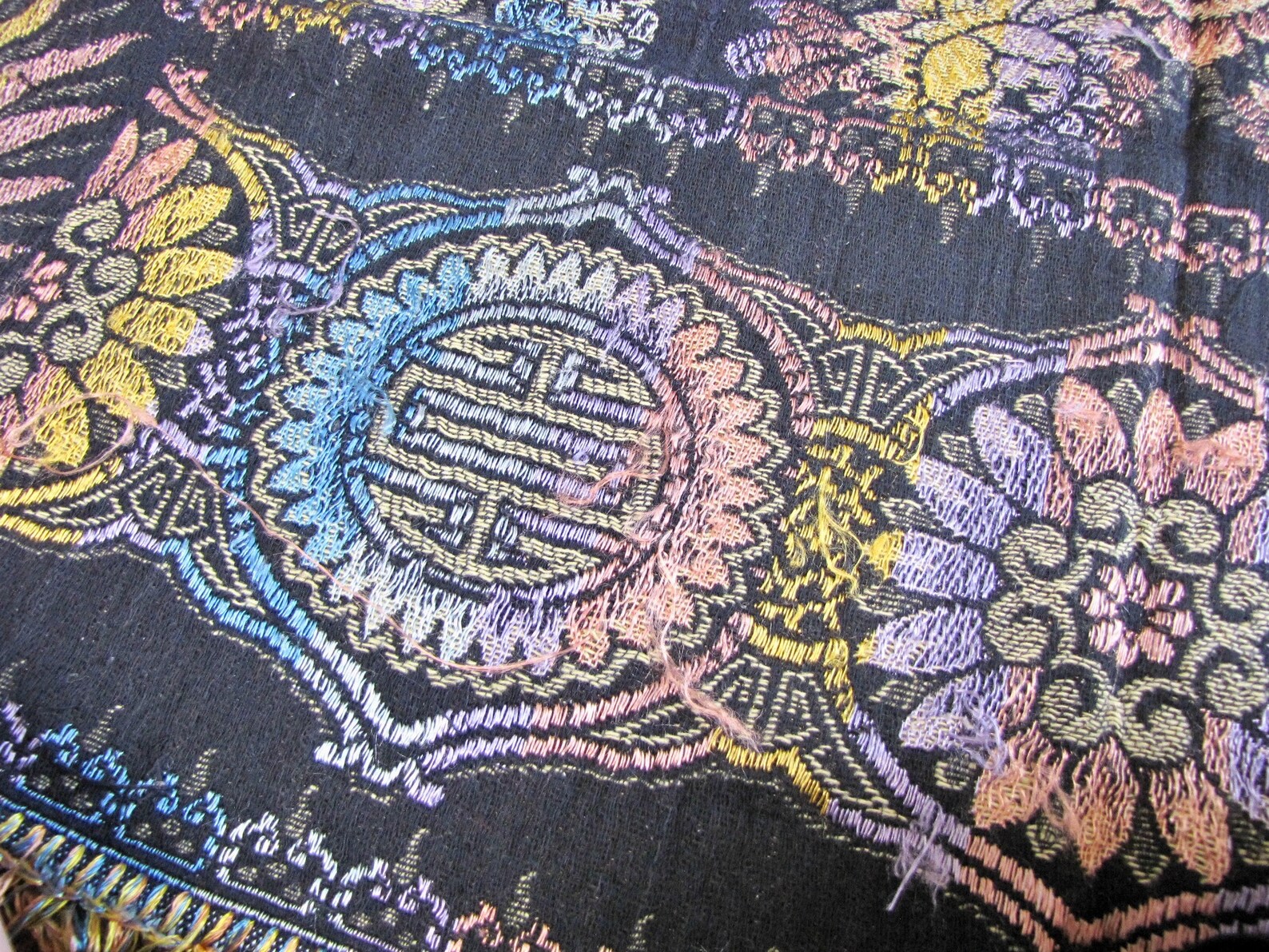 Vintage Silk Woven Tapestry Table Cover with Fringe Asian | Etsy