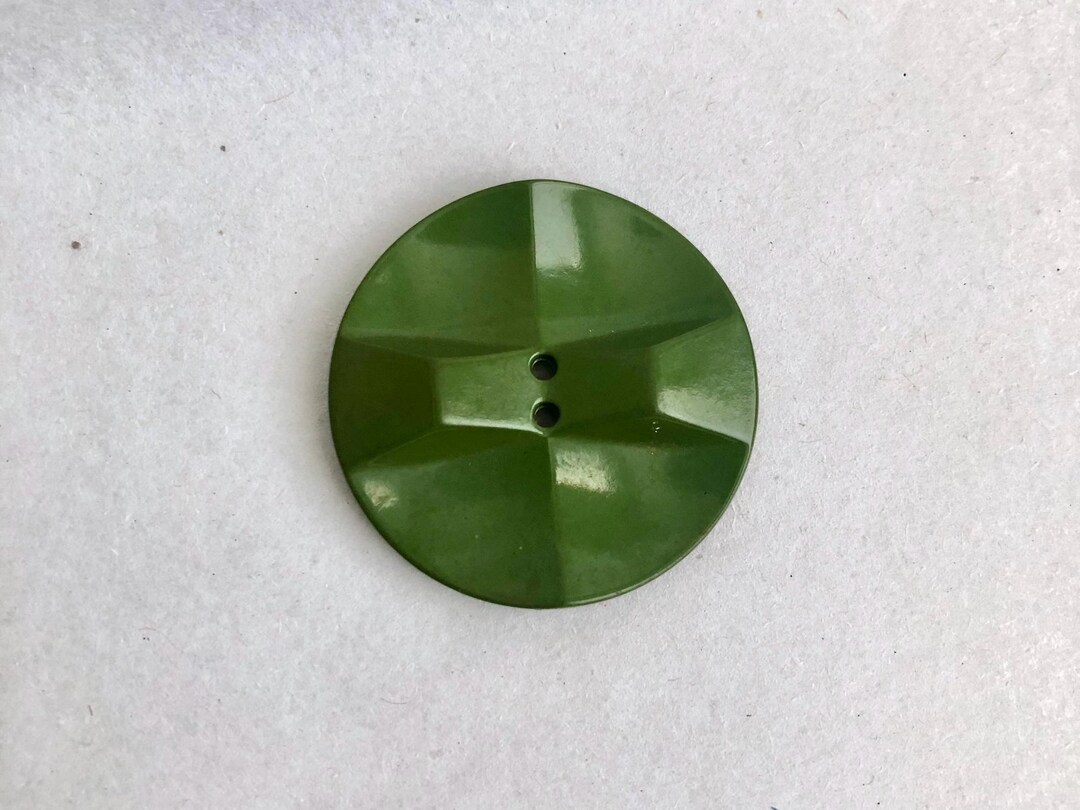 Vintage Large Green Carved Button Two Hole - Etsy