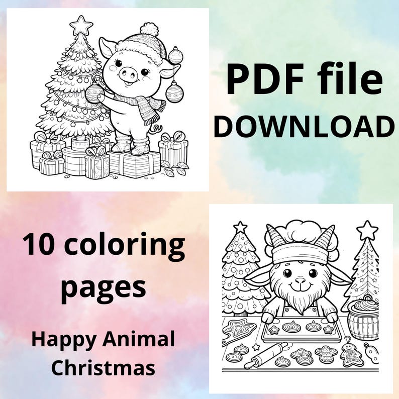 Happy Animal Christmas Coloring Pages 10 High-quality Coloring Pages ...