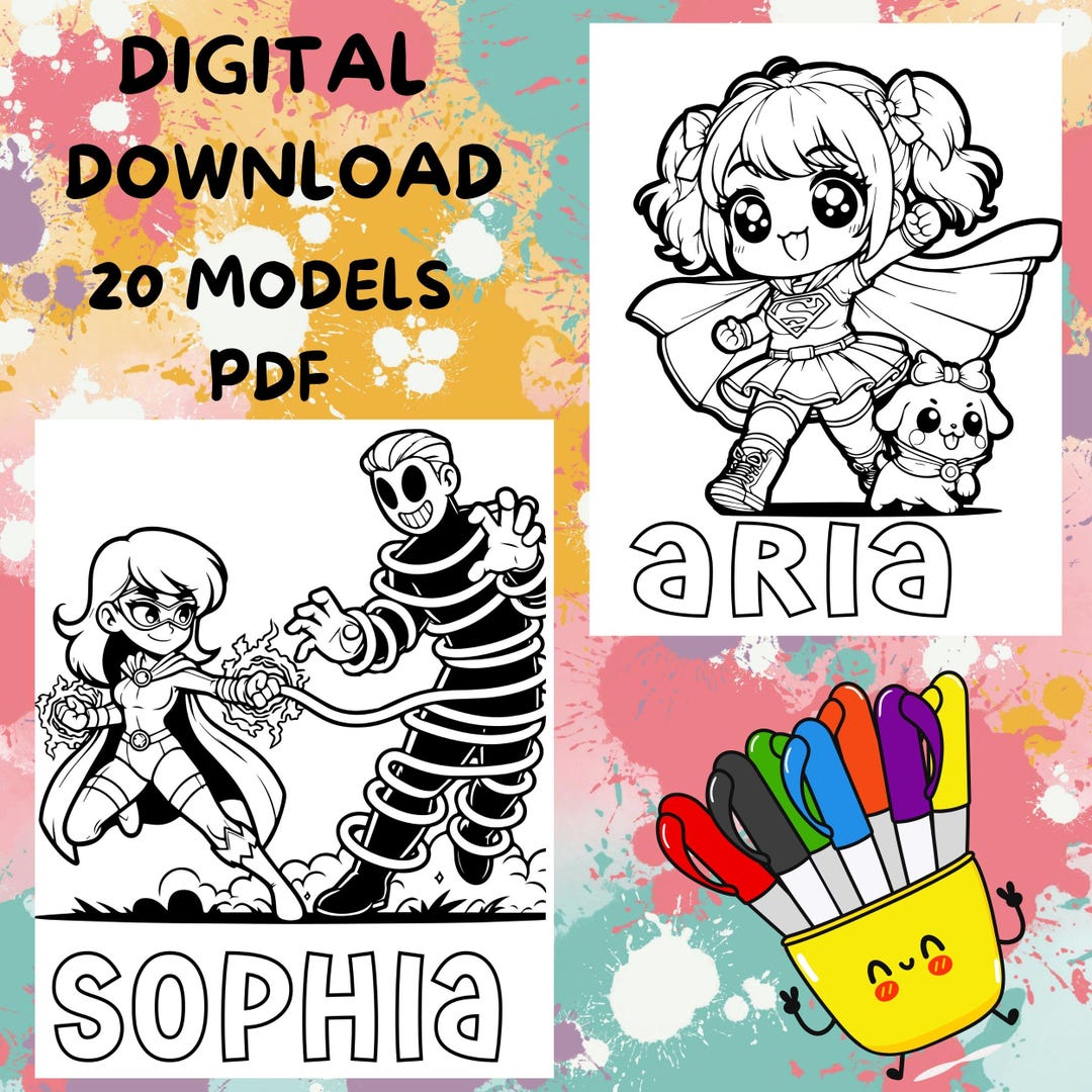 20 .custom Name Coloring Sheet Digital Download, Personalized Coloring ...
