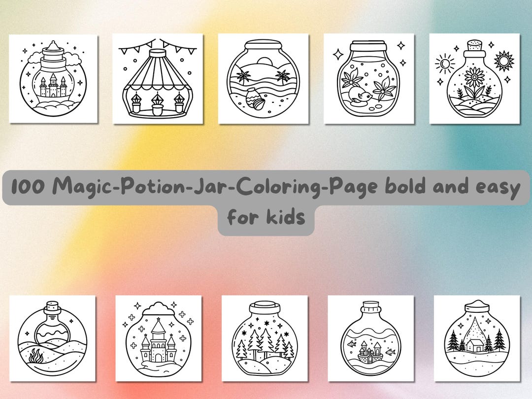 100 Magic Potion Jar Coloring Pages | Easy & Bold Fantasy Bottle ...
