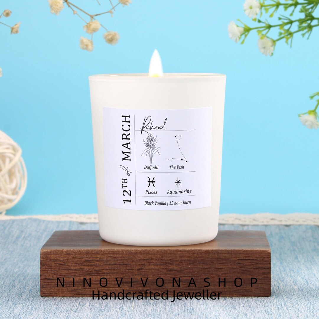 Personalised Birth Date Scented Candle- Personalised Gifts Birthday ...
