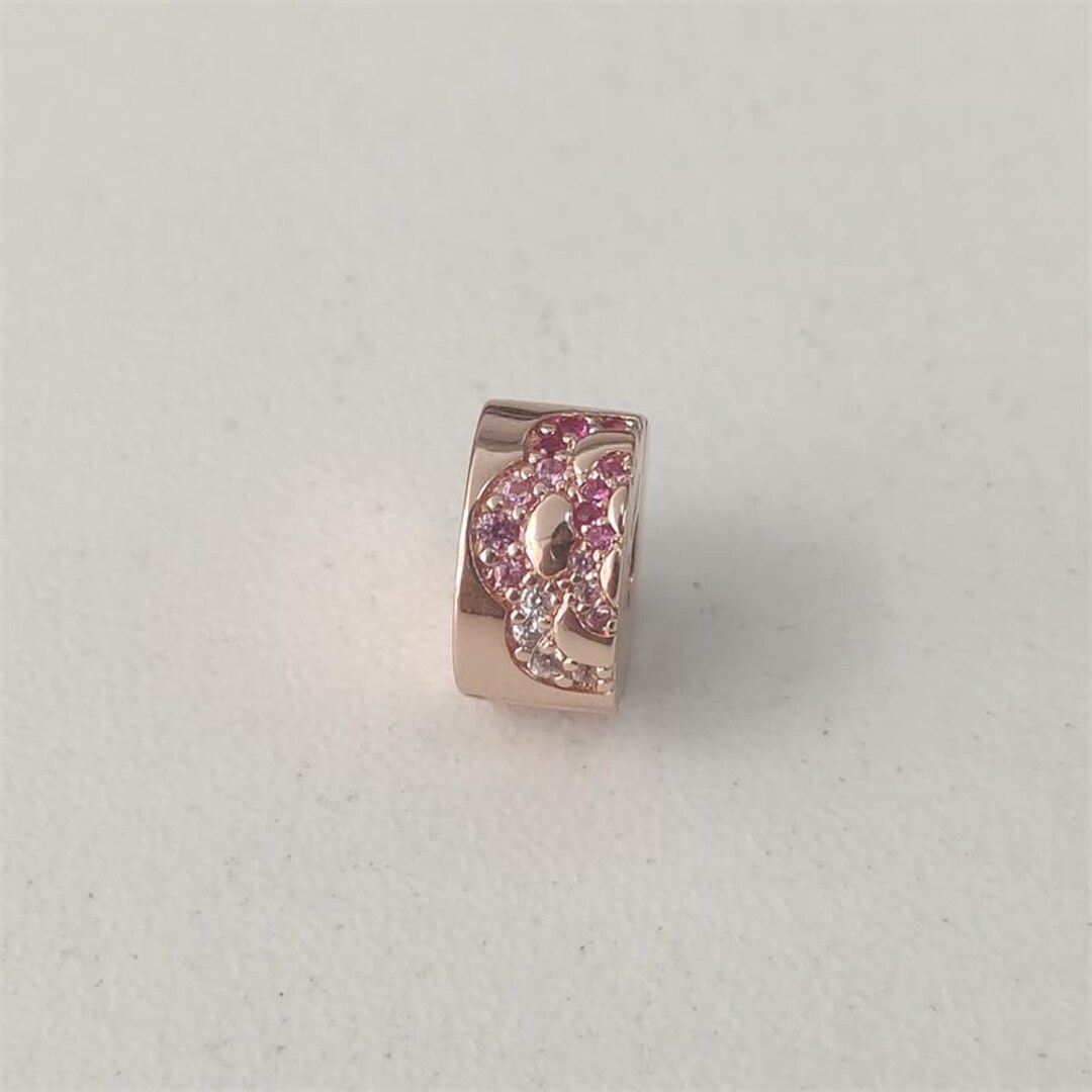 PANDORA Pink Fan Pattern Spacer Clip Charm Sterling Silver S925 Love ...
