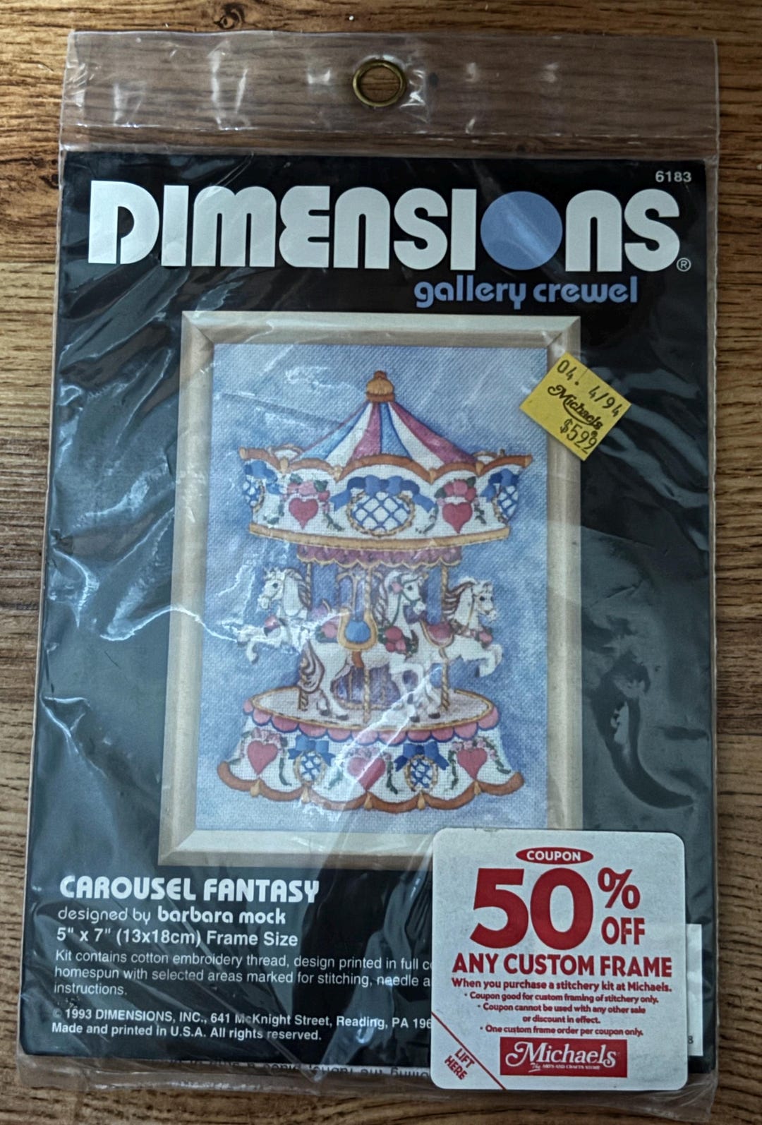 Carousel Fantasy ” Dimensions 1993 Gallery Crewel Embroidery Kit #6183 ...