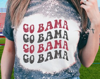 Alabama Roll Tide Vintage Cursive Look Bleached Shirt Gildan Soft Style ...