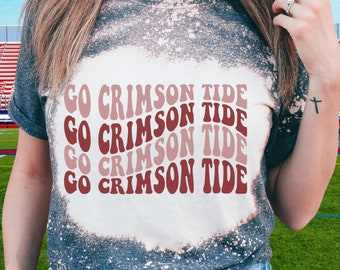 Alabama Roll Tide Vintage Cursive Look Bleached Shirt Gildan Soft Style ...