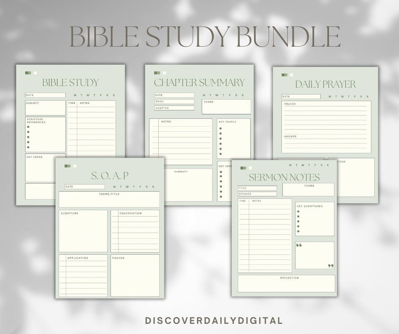 Digital Bible Study Template Bundle Instant Download & Printable ...