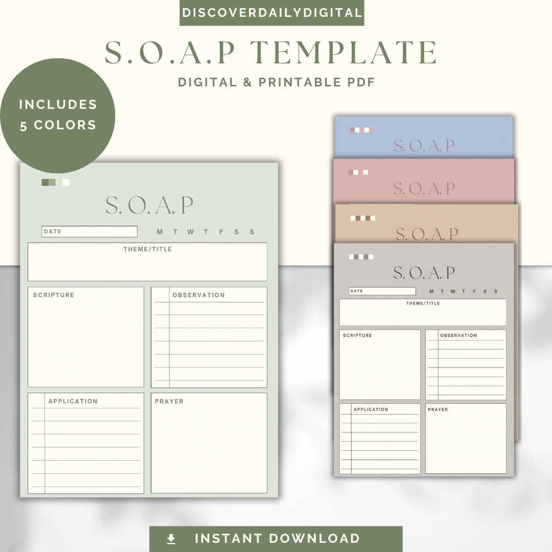SOAP Bible Study Template Digital SOAP Template Printable Bible Study ...