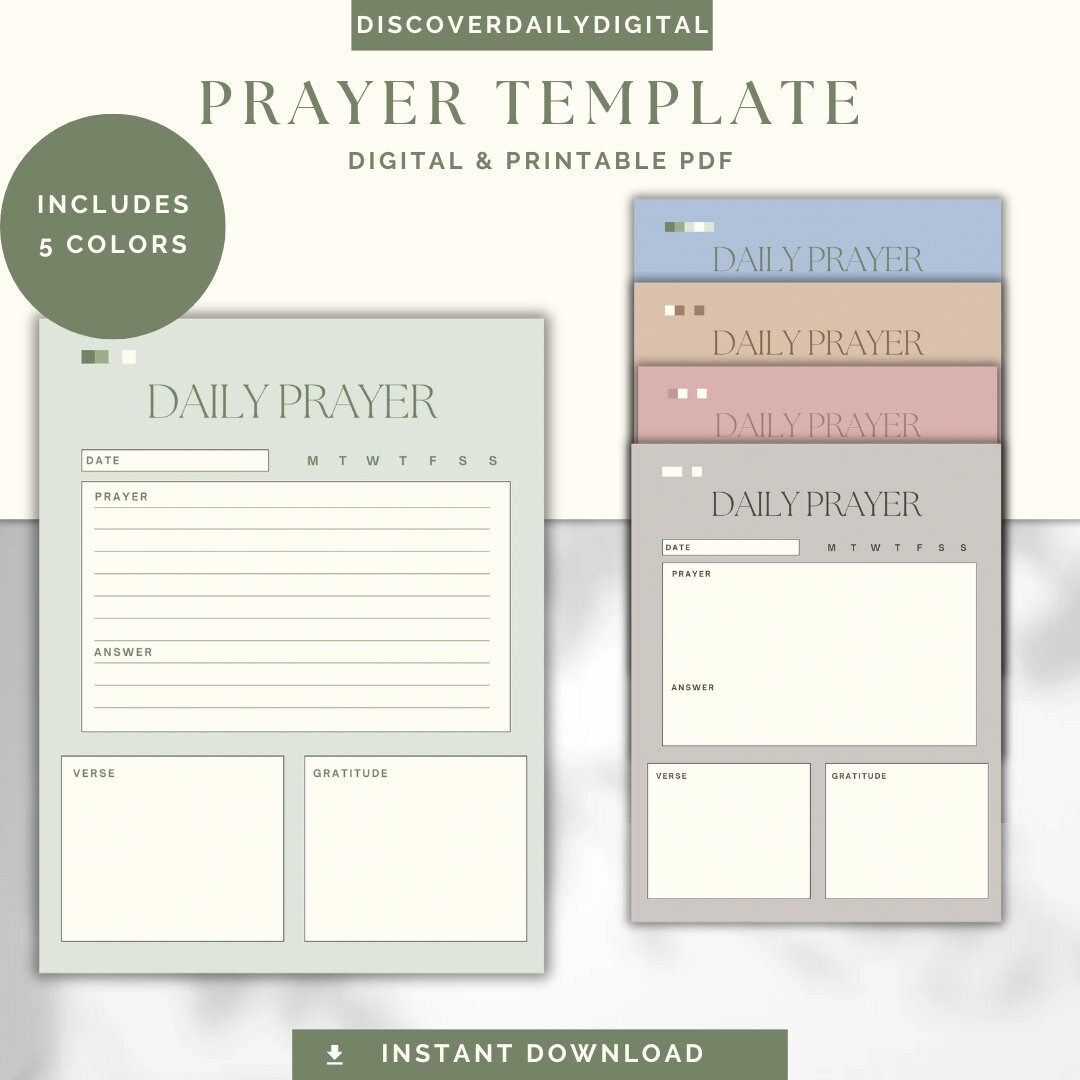 Prayer Guide Printable Digital Prayer Template Prayer Journal Daily ...