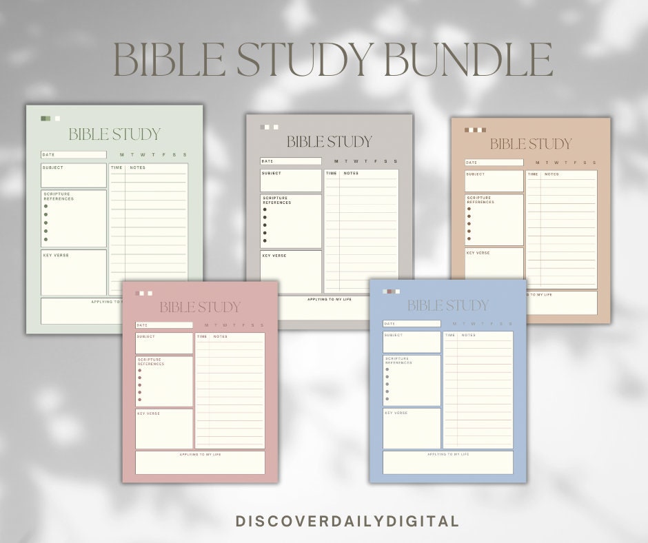 Digital Bible Study Template Bundle Instant Download & Printable ...