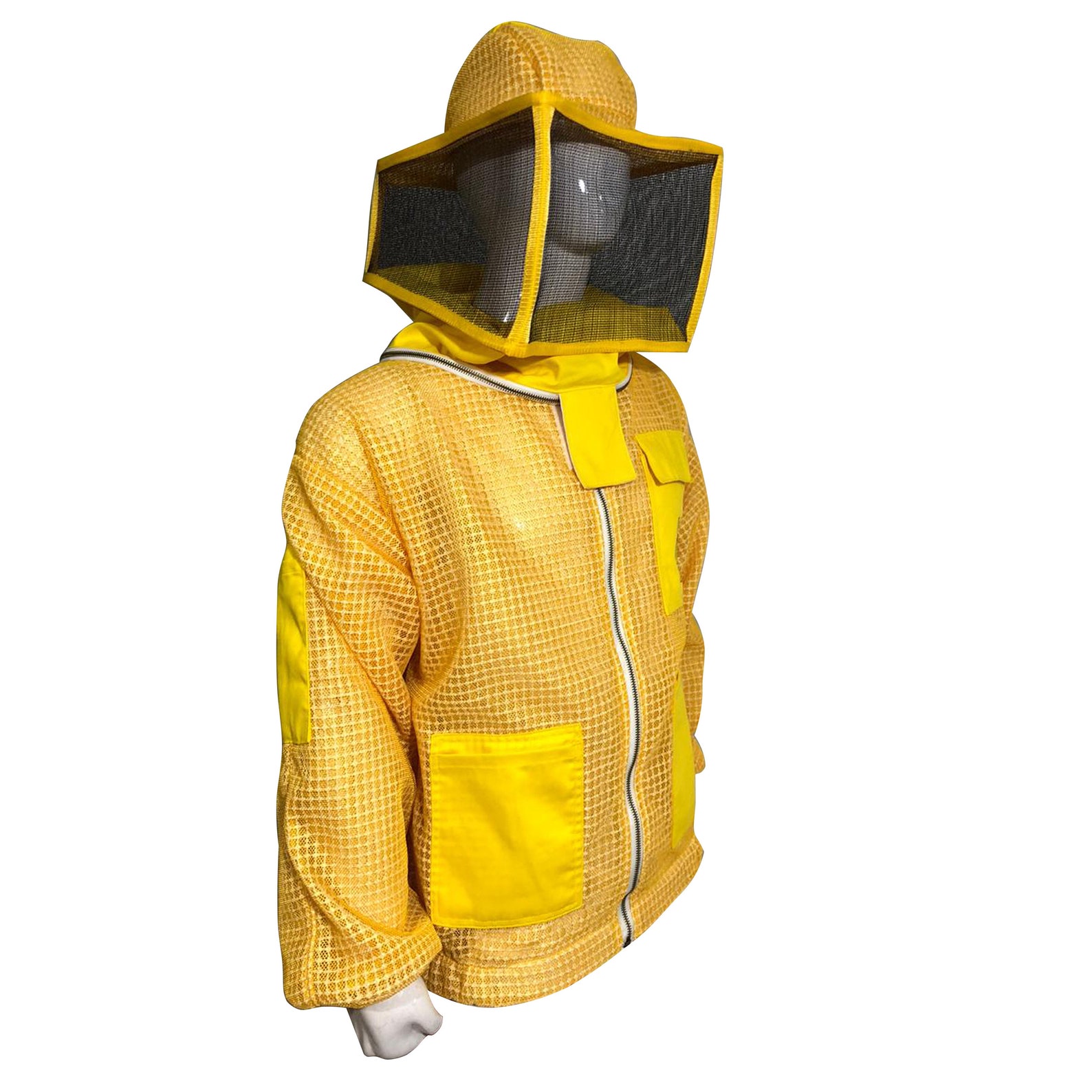 Beekeeping Ventilated Three Layer Mesh Jacket With Square Veil in White ...