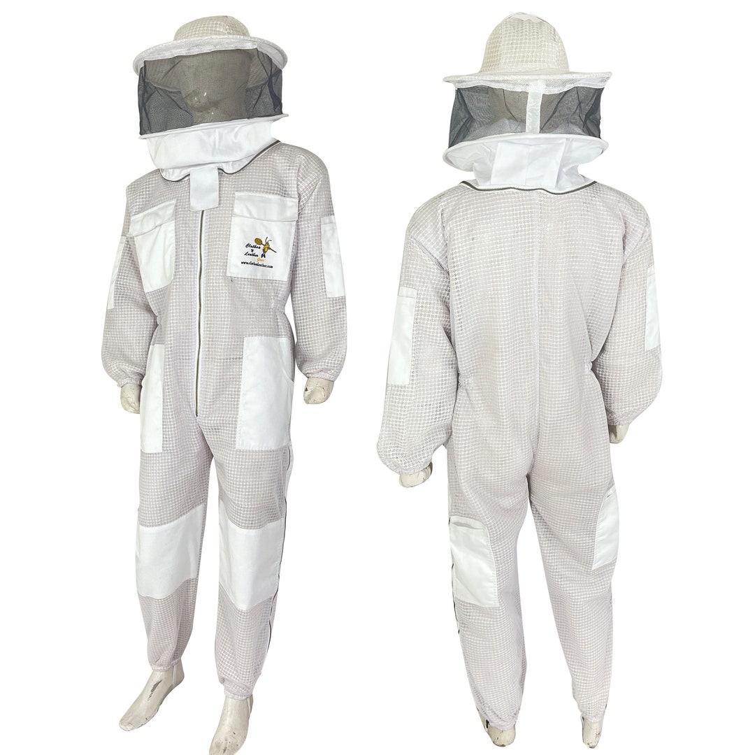 Beekeeping Three Layer Mesh Ultra Ventilated Round Veil Suit in White ...
