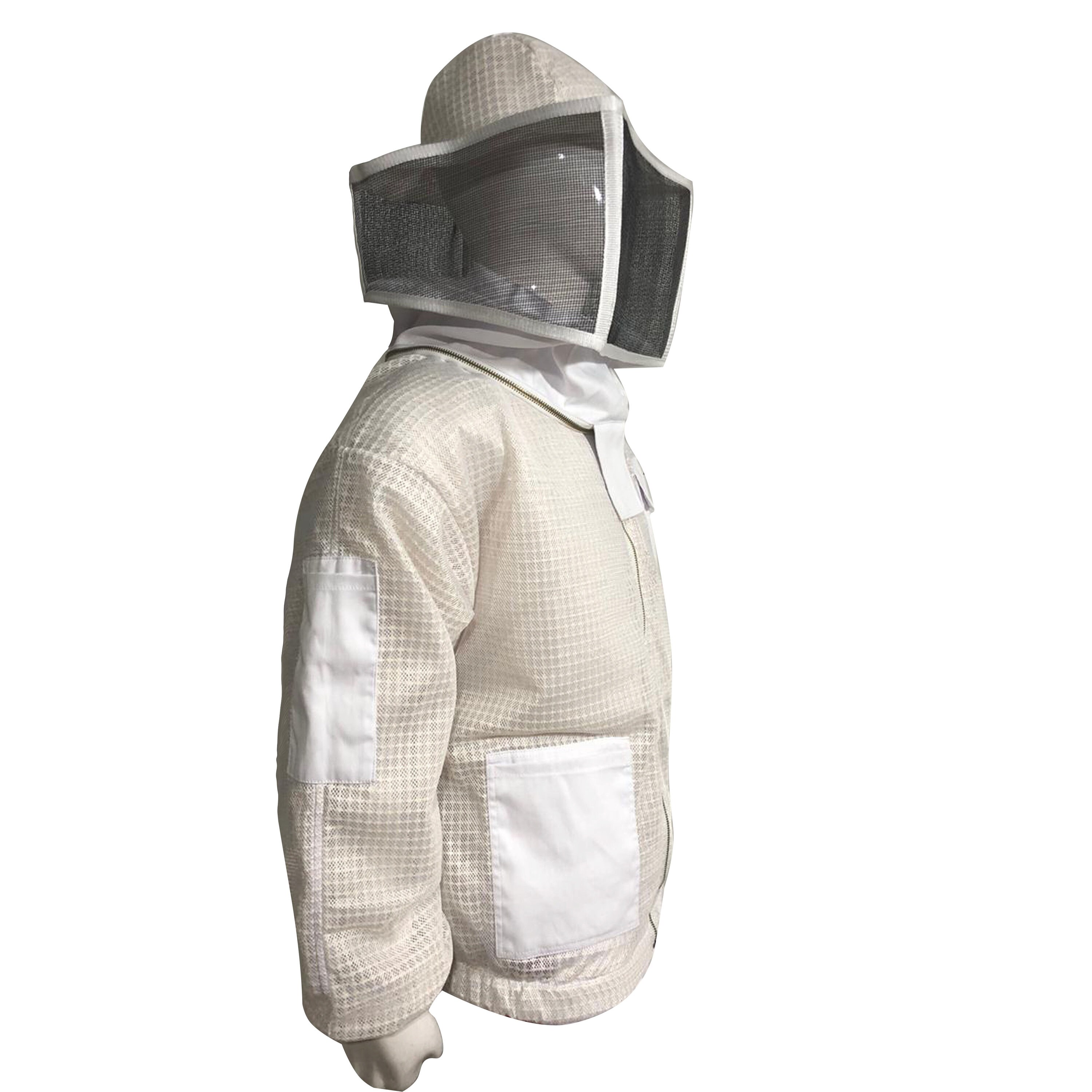 Beekeeping Ventilated Three Layer Mesh Jacket With Square Veil in White ...