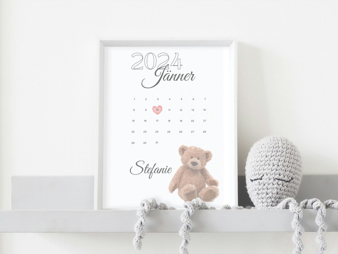 Personalized Birth Month Calendar Birth Gift Reminder Baby Shower - Etsy