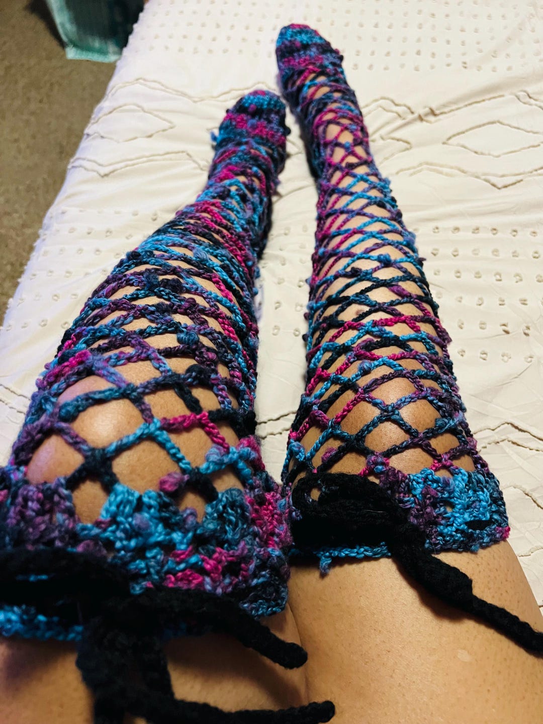 Crochet Pattern Thigh High Fishnet Socks - Etsy