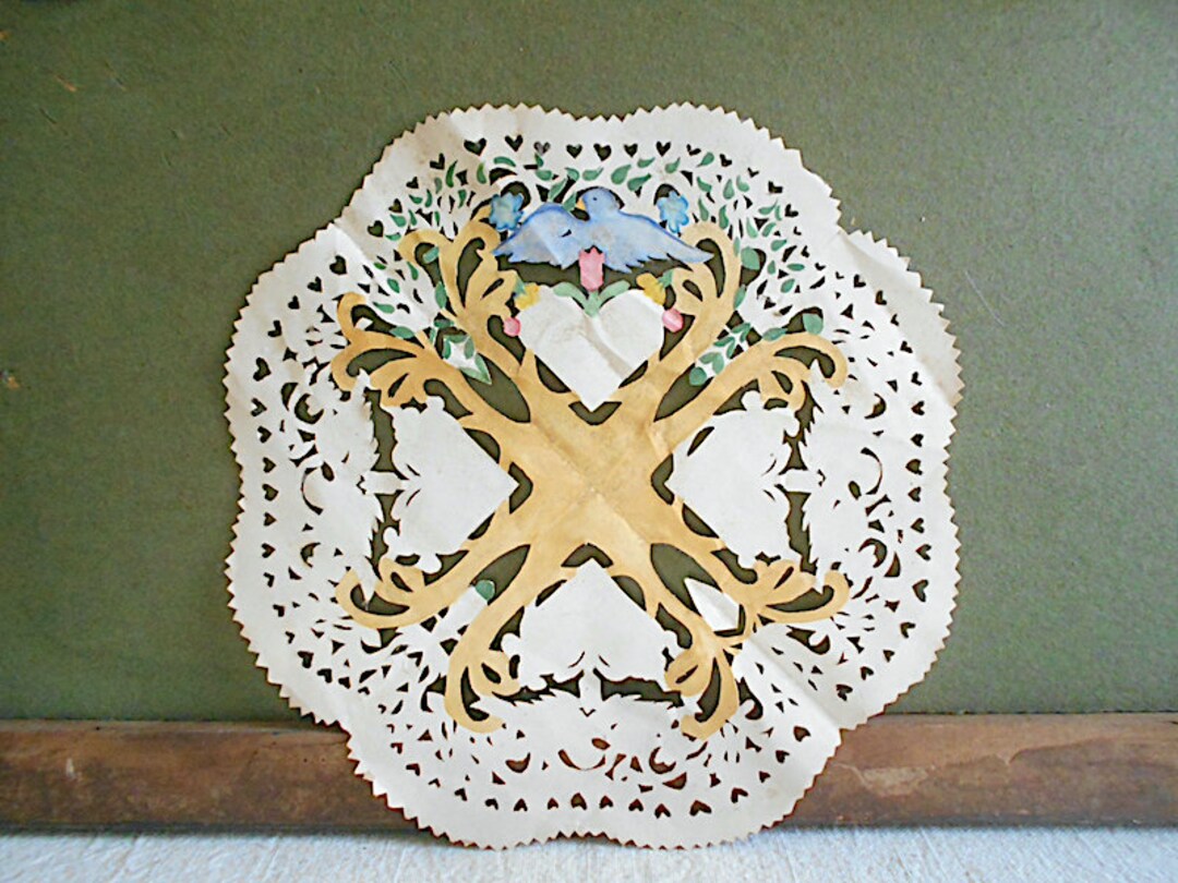 Antique Love Token With Hearts Valentine Scherenschnitte, 1840s Zoar ...