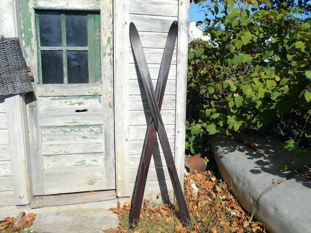 SALE Antique Wood Skis Wooden Snow Skis 71" - Cabin Lodge Rustic - Wall ...