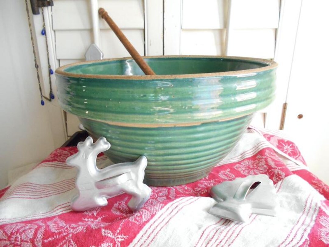 Mccoy Stoneware Beehive Bowl Large 10.5" Green Ribbed Ring, 1920s ...