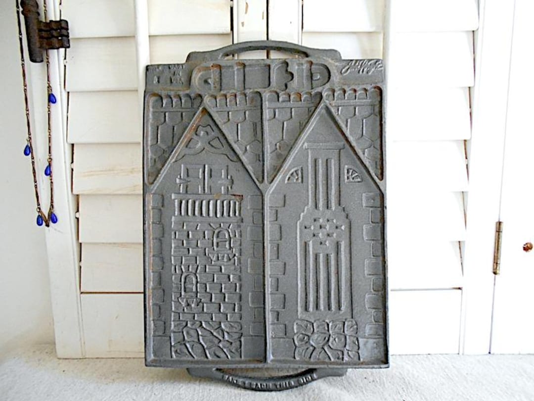 Vintage Cast Iron Gingerbread House Mold Double Sided Pan, John Wright ...