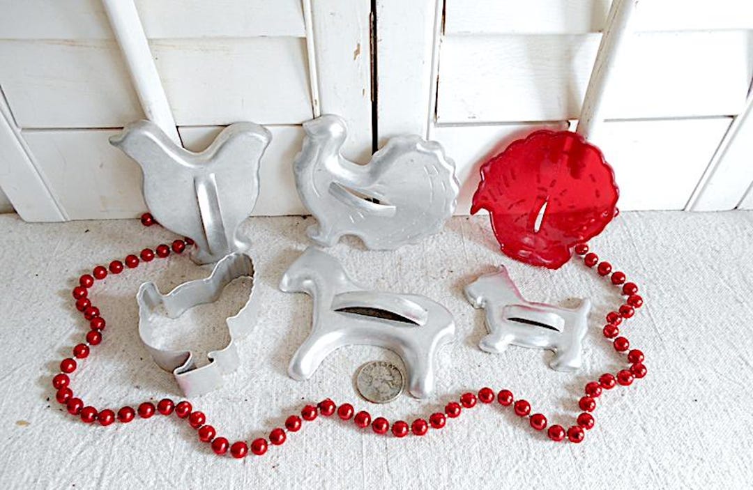 Vintage Animals Cookie Cutter Lot of 6 Thanksgiving Turkey Chicken ...