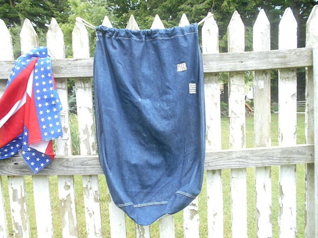 Vintage WW2 Indigo Denim Laundry Barracks Bag Large, USN Navy US Army ...