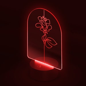 Floral LED Arch Shaped Acrylic Line Drawings | Light up Sign| Feminine ...