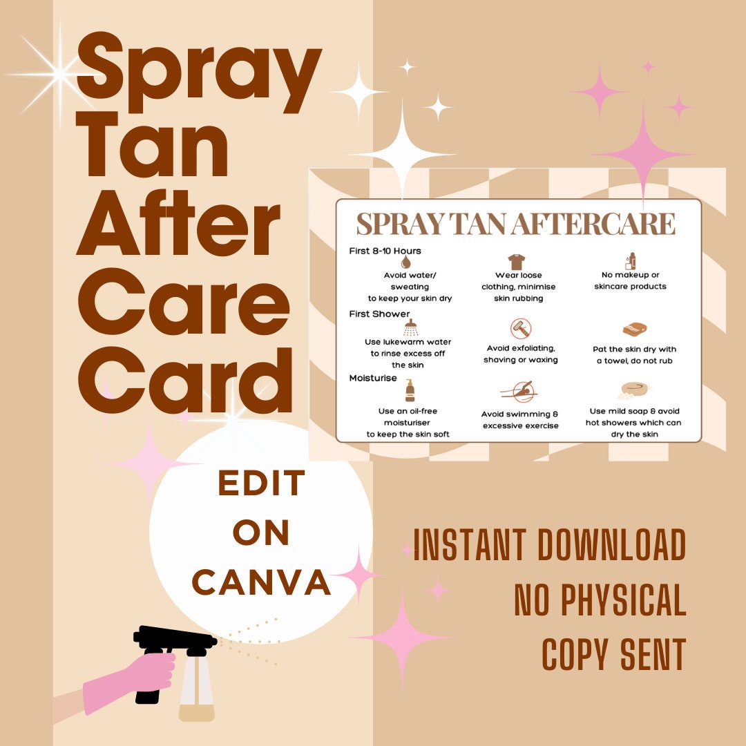 Editable Spray Tan After Care Card Template - Etsy
