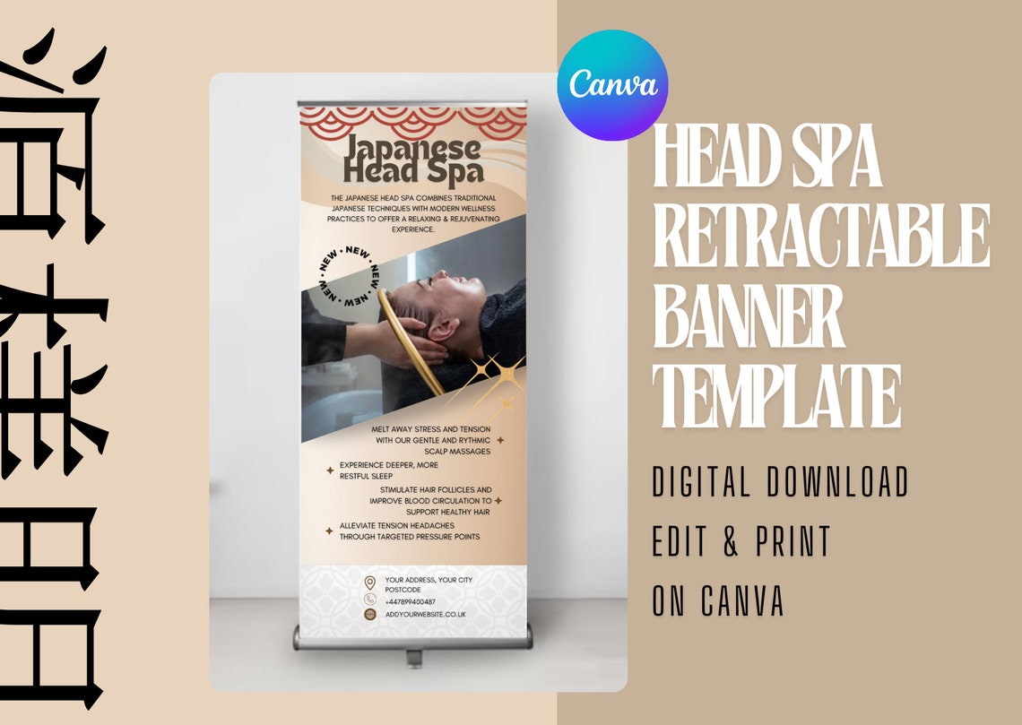 Head Spa Retractable Banner Template - Etsy