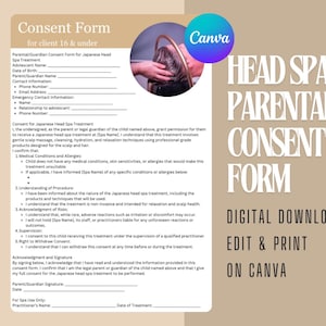 Japanese Head Spa Under 16 Consent Form - Etsy