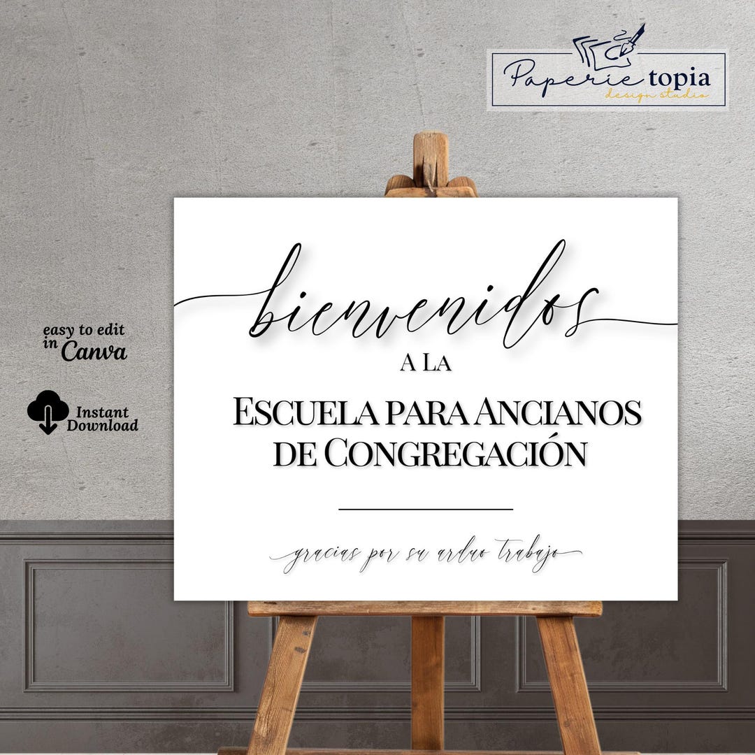 JW Escuela Ancianos Welcome Sign: Spanish Editable Template (digital ...