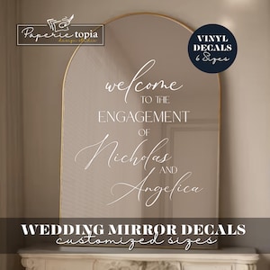 Engagement Party Mirror Vinyl Decal: Customizable Wedding Welcome Sign ...
