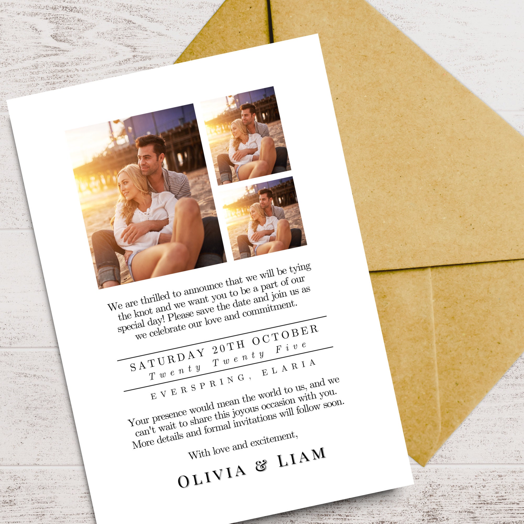 Personalized Photo Save the Date Card Template (canva, 5x7 Digital) - Etsy