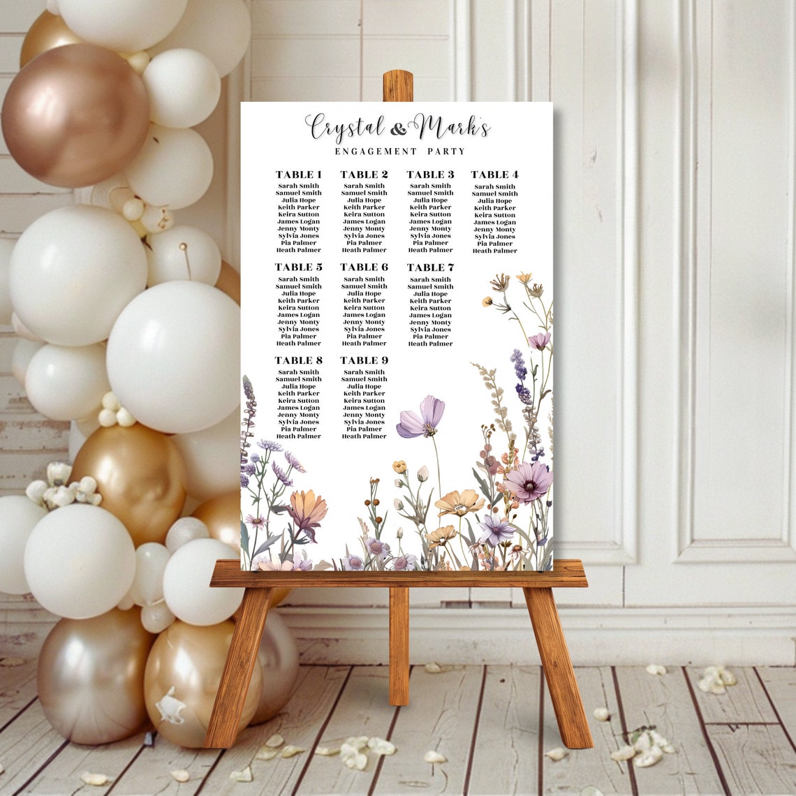 Seating Chart Wedding Signs, Wildflowers Wedding Seating Chart, Purple ...