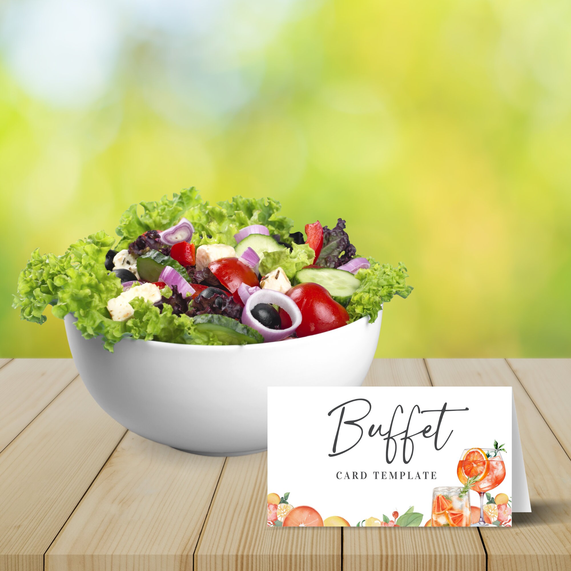 Aperol Spritz Theme Buffet Card Template, Printable Citrus Food Table ...