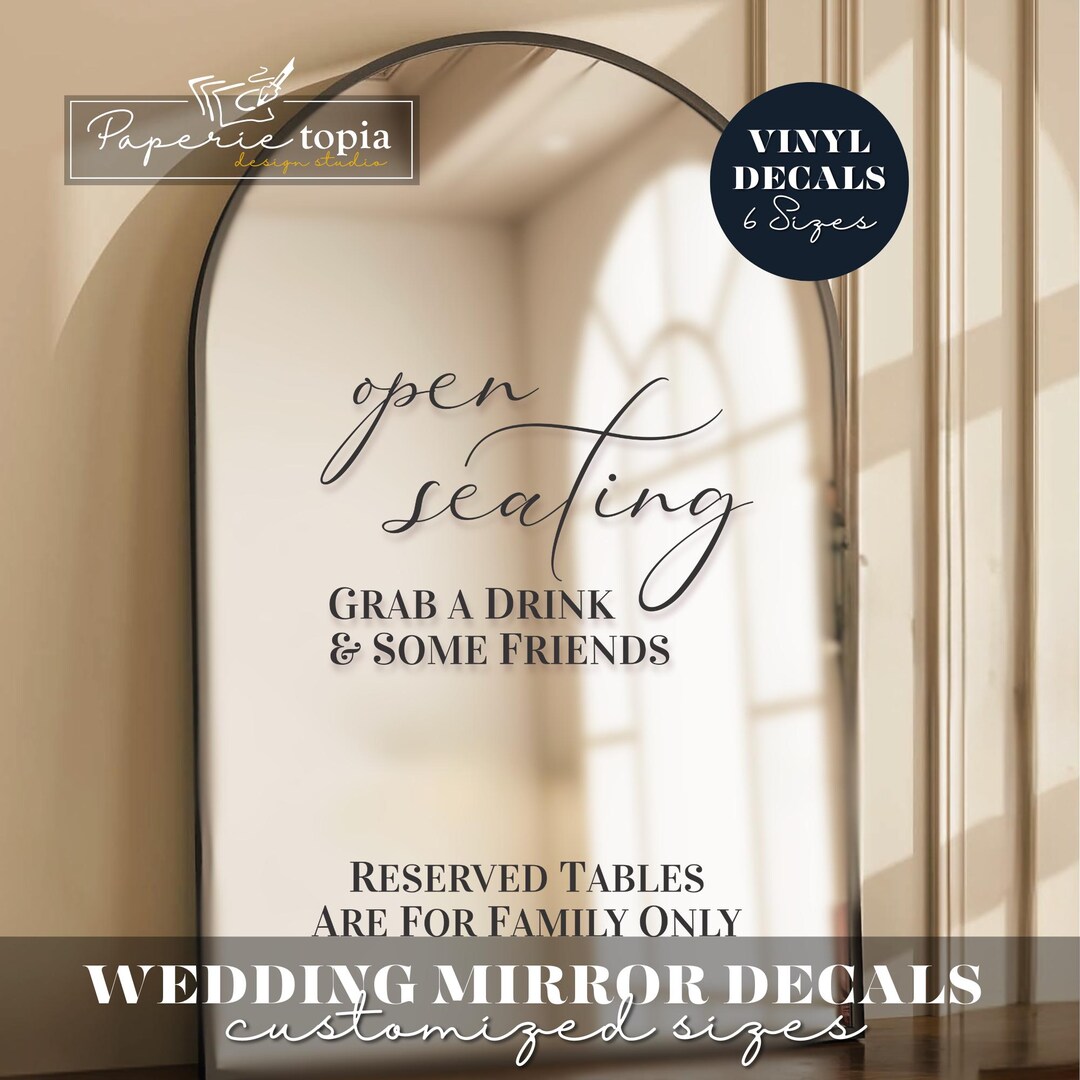 Wedding Mirror Seating Chart Decal: Custom Vinyl Lettering - Etsy