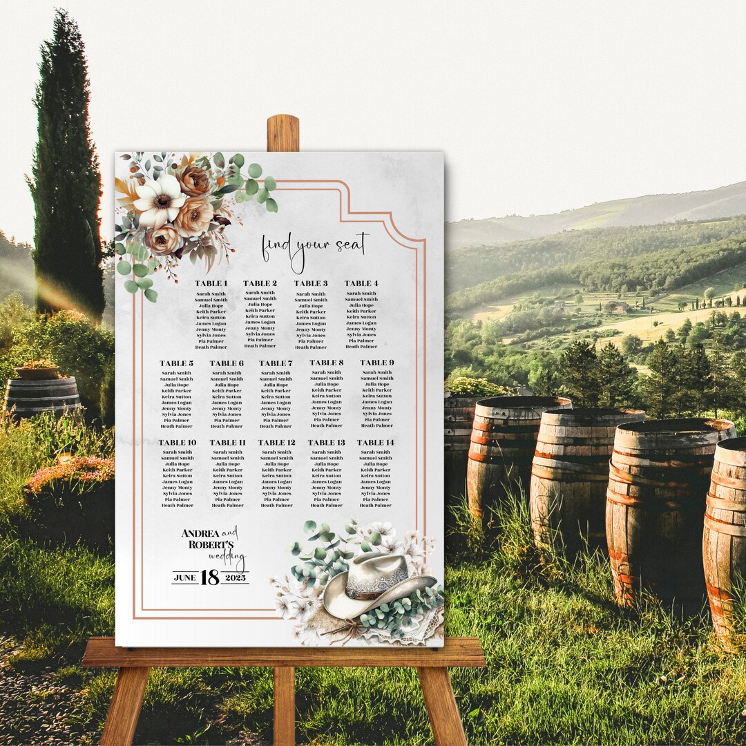 Western Wedding Seating Chart, Wedding Signs Western Elegant, Country ...