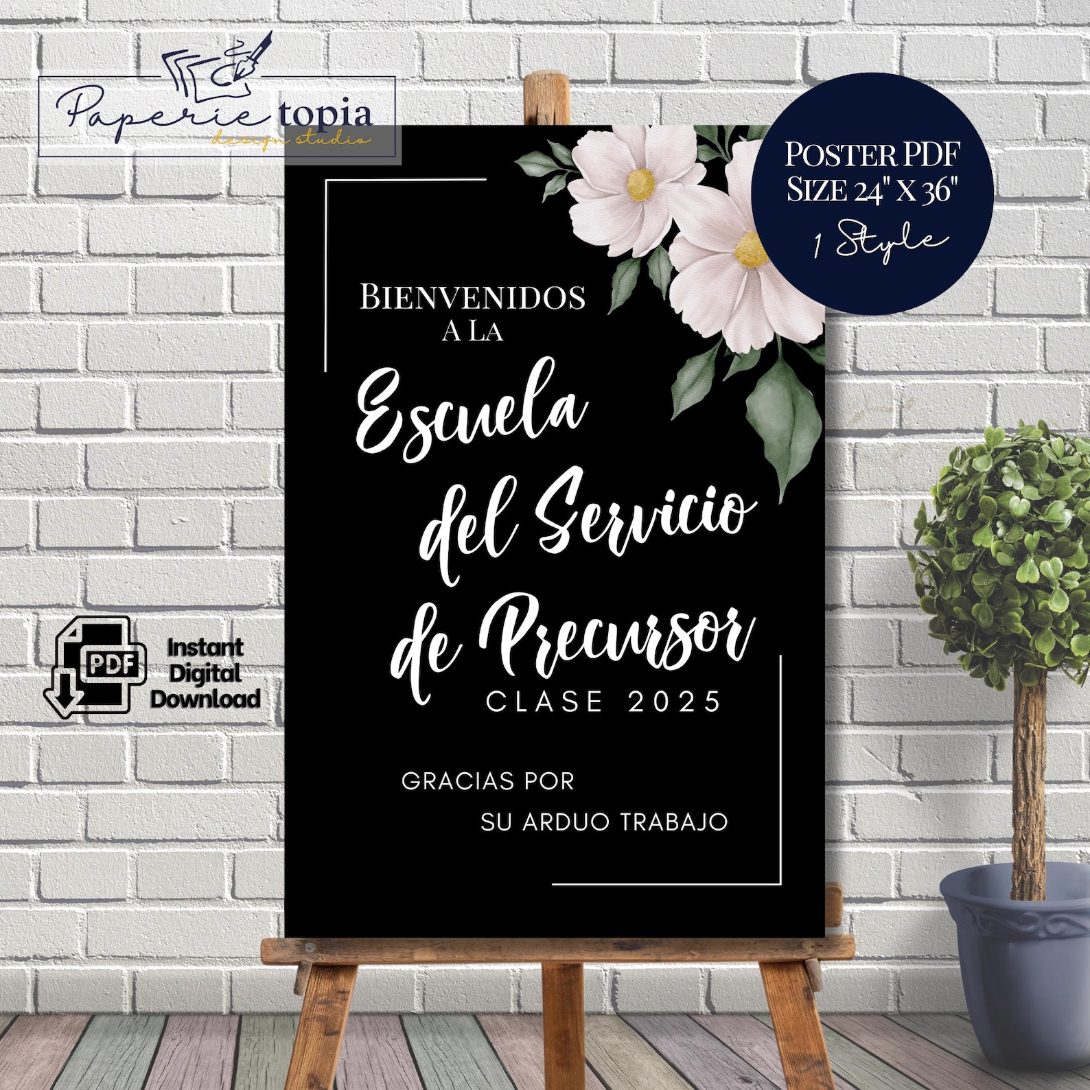 Spanish Pioneer School Welcome Sign: White Flowers (digital Download ...