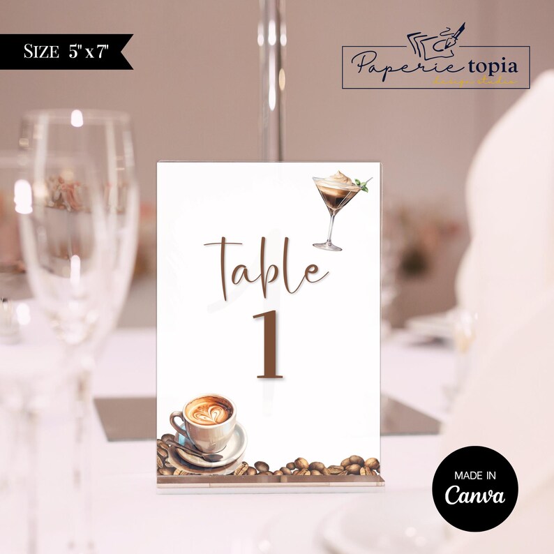 Love is Brewing Table Number Cards: Coffee Bean Theme (canva Template ...