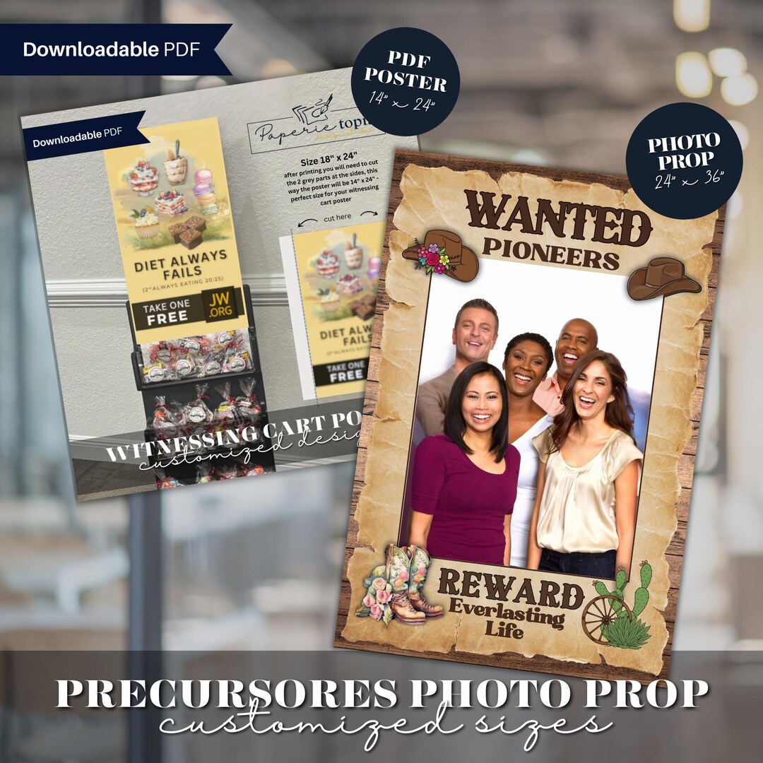 JW Pioneer Photo Prop Bundle: Wanted Poster & Cart Poster (PDF Digital ...