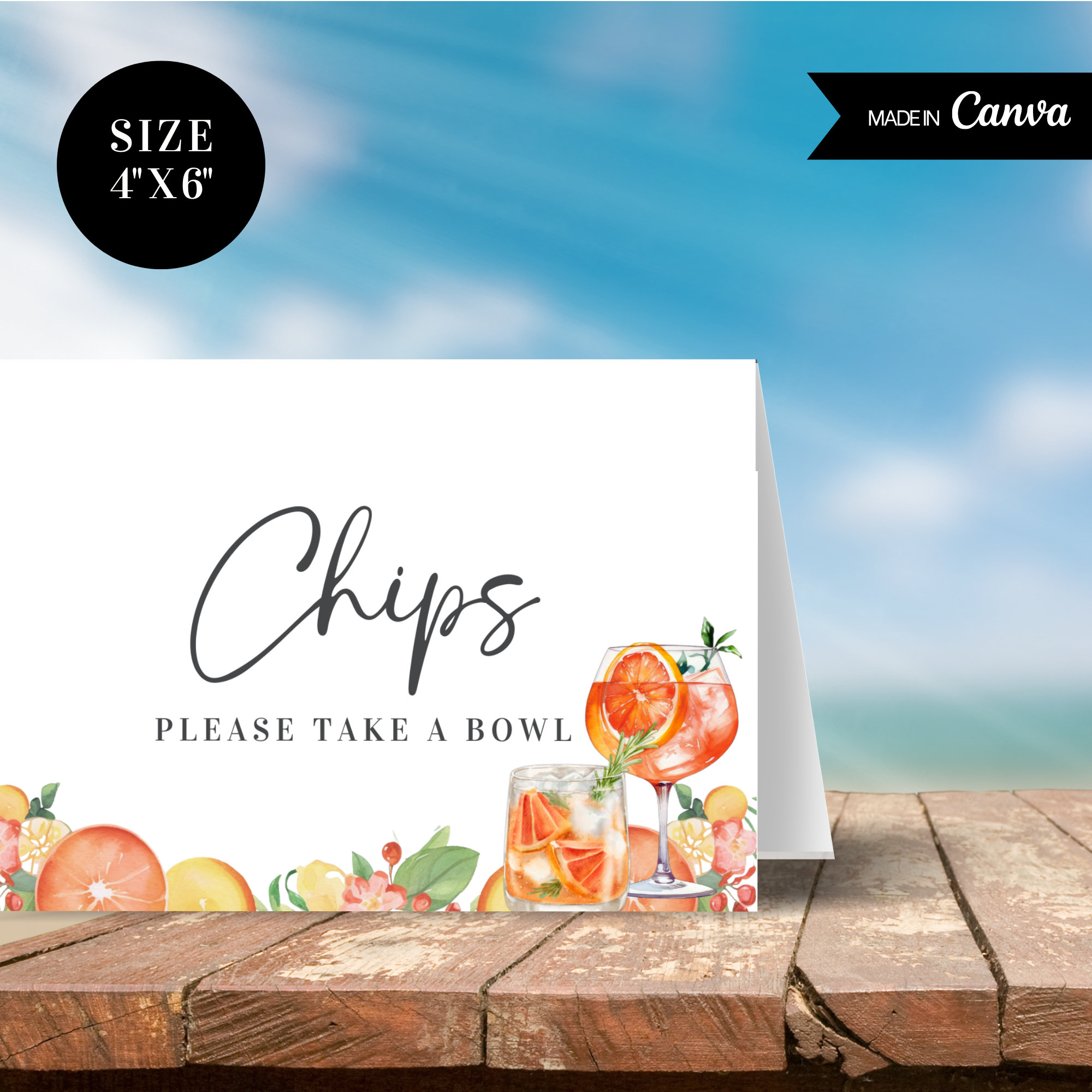 Aperol Spritz Theme Buffet Card Template, Printable Citrus Food Table ...