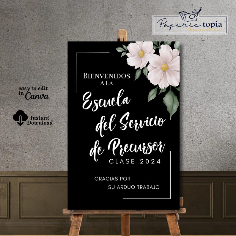 Escuela De Precursores Welcome Sign: Customizable Floral Design ...