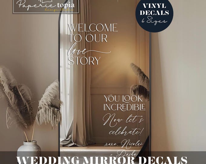 Welcome to Our Love Story - Custom Wedding Selfie Mirror / Wall Decal ...