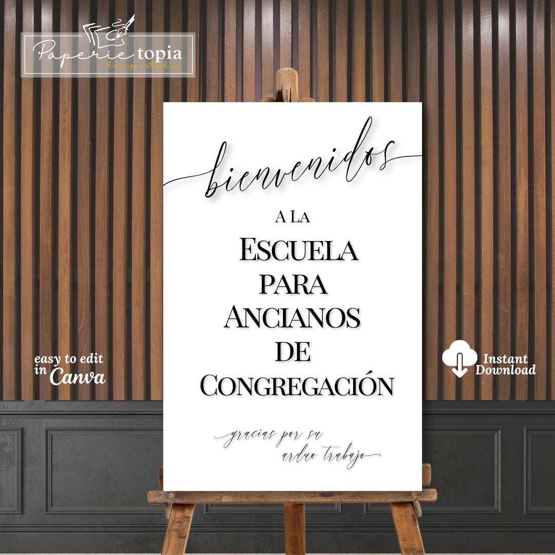 JW Escuela Ancianos Welcome Sign: Spanish Elders School Template ...